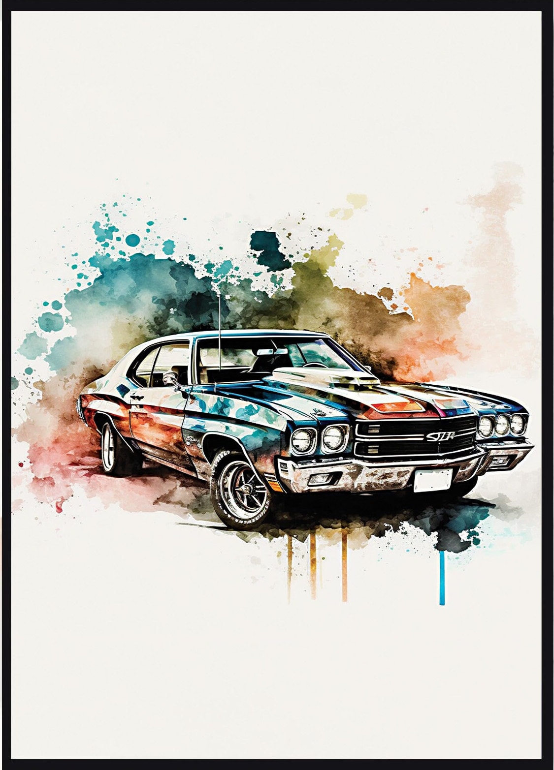 1970 Chevrolet Chevelle SS 454 Digital Art Print Wall Decor Watercolor ...