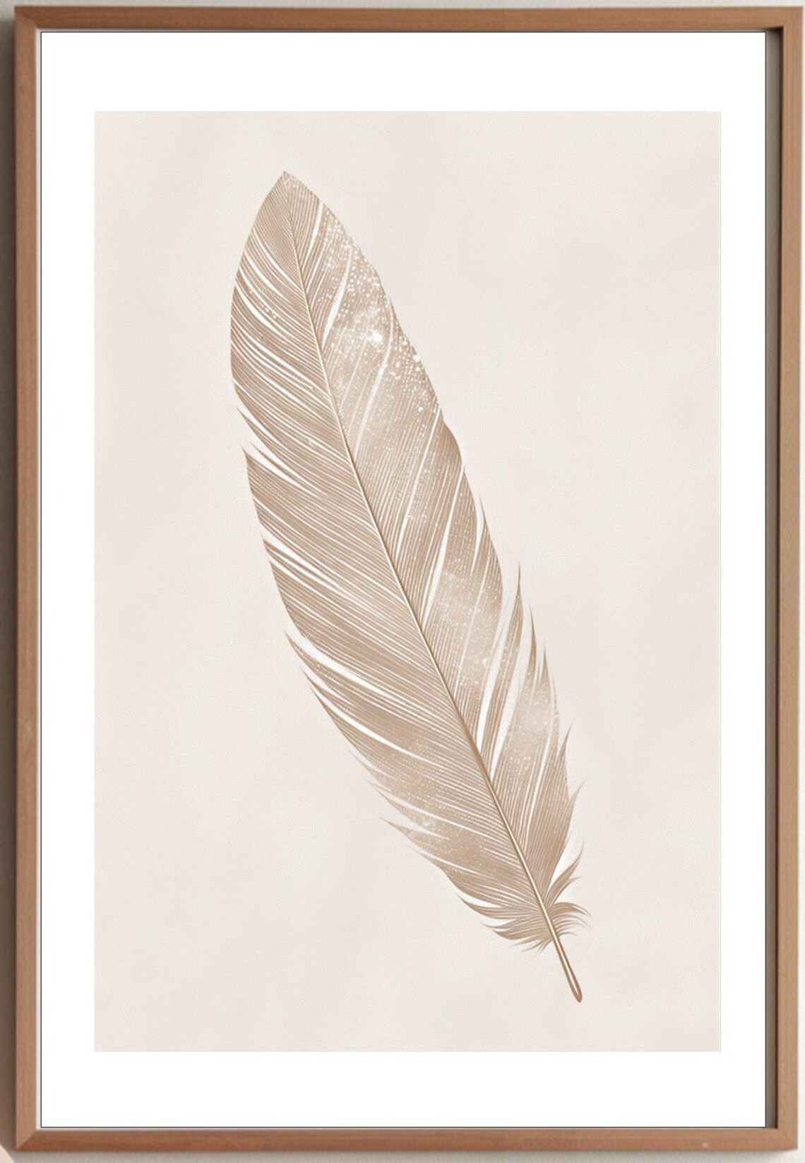 Feather Decor Feather Hanging Deco Neutral Canvas Art Diningroom Wall ...