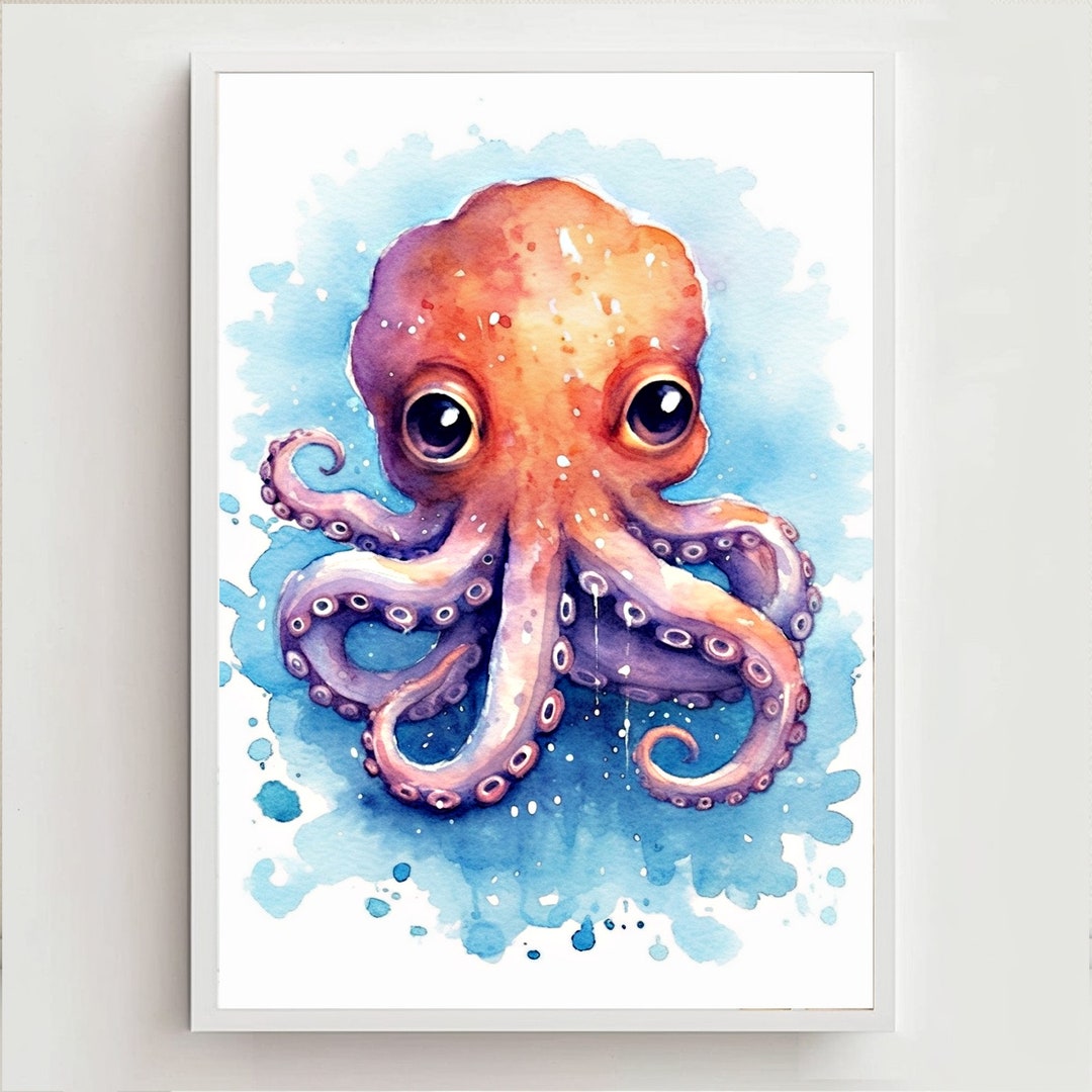 Whimsical Baby Octopus Art Print | Instant Download | Nursery or Coastal Decor - Etsy