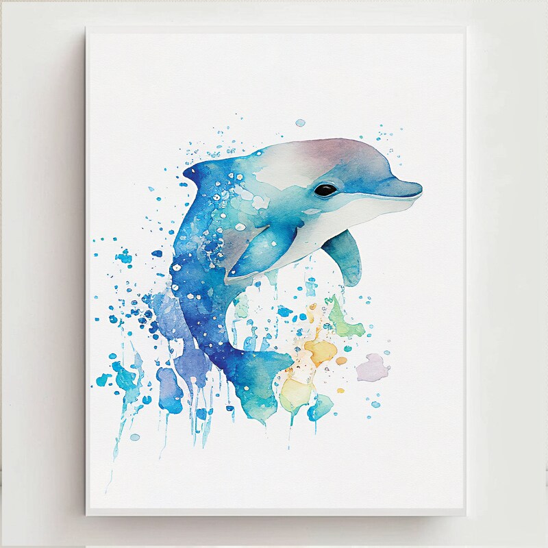 Watercolor Dolphin - Etsy