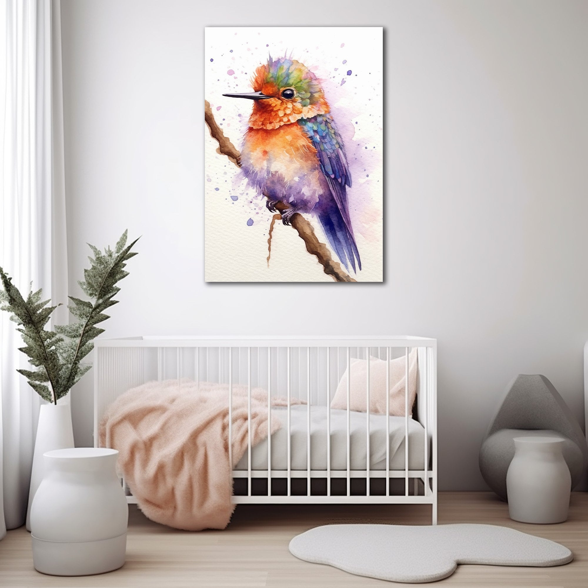 Elegant Watercolor Hummingbird Print Instant Download Nursery Wall Art ...