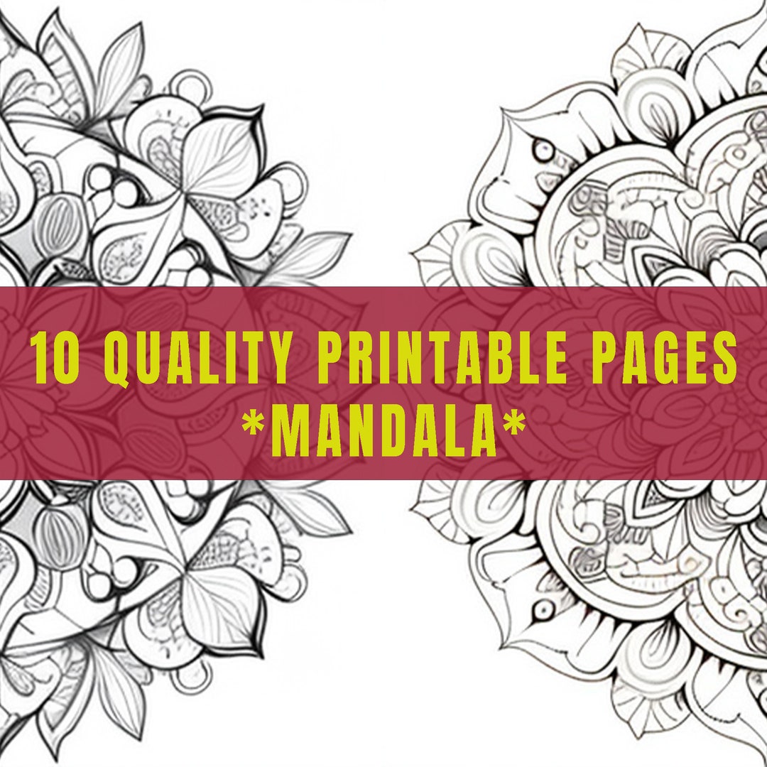 Coloring Pages All Ages, 10 Mandala Digital Printable Pages, Digital ...