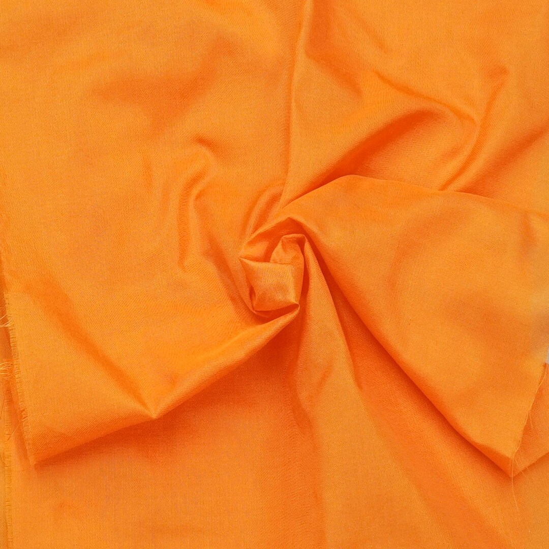 Orange 100% Pure Silk Fabric by the Yard, Dupioni Silk Handloom Fabric ...