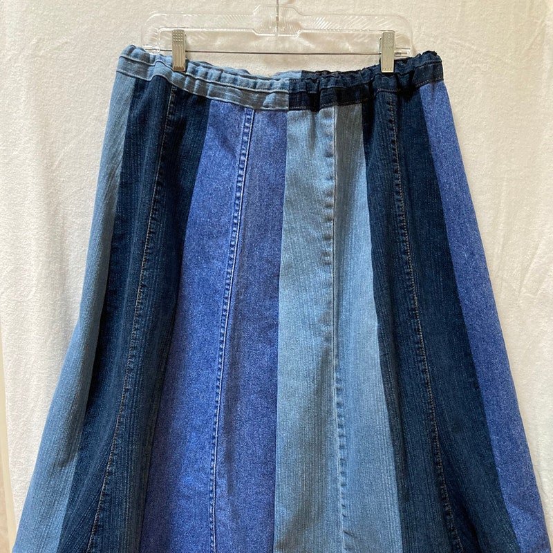 Upcycled Denim Skirt - Etsy