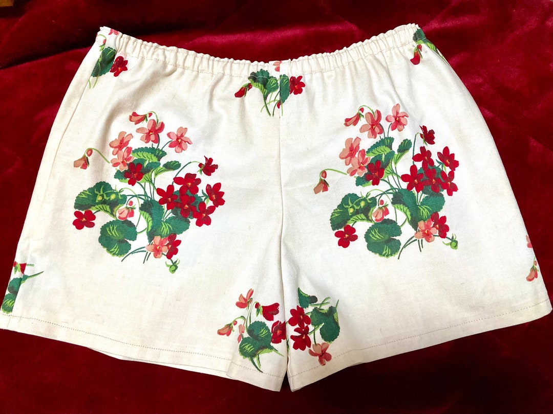 Repurposed Vintage Linen Shorts. Handmade Ladies Shorts From Vintage ...