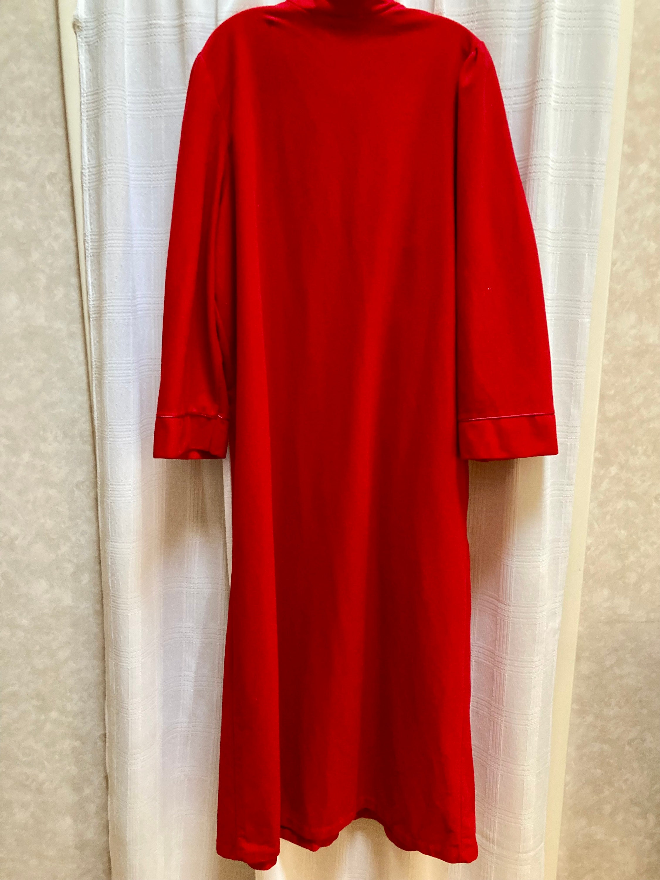 70s 80s Vintage Long Red Robe or Gown With Embroidered Yoke. Heather ...