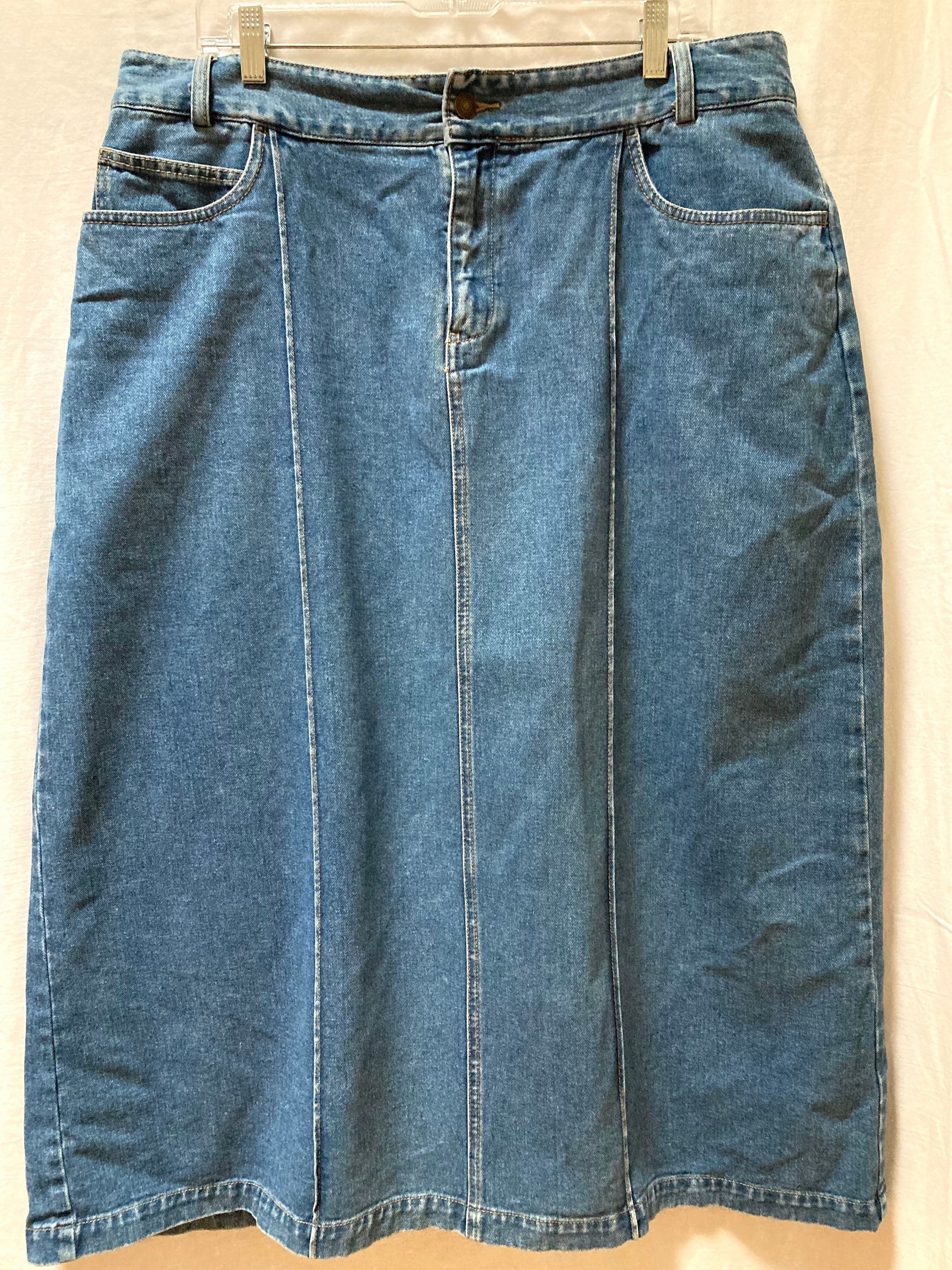 Long Maxi Denim Blue Jean Skirt Plus Size With Pockets Size 18 Cj Banks 100 Cotton Multi