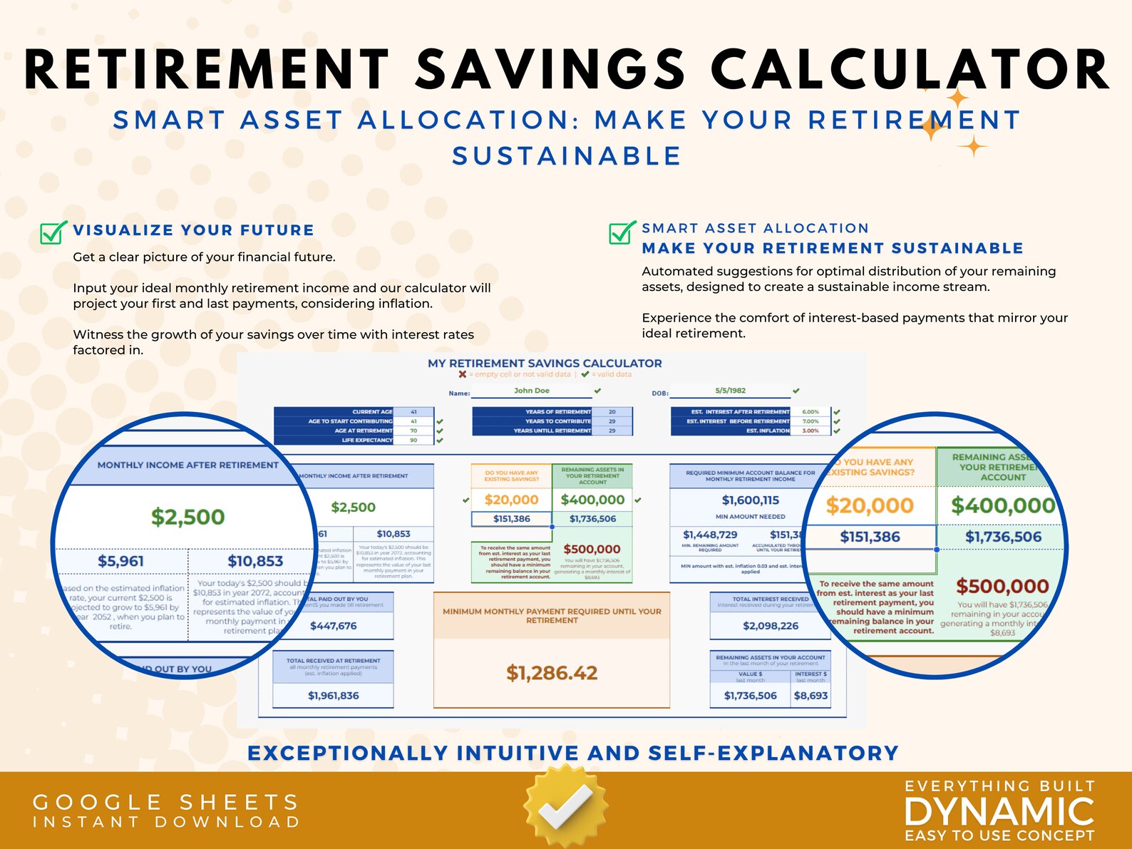 Retirement Digital Financial Planner Bundle, Easy to Use Google Sheets ...