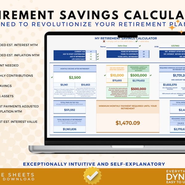 Retirement Calculator Google Sheet - Etsy