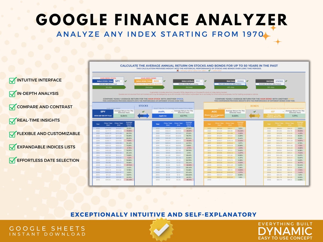 Financial Analysis Spreadsheet | Stock and Bond Indices Tracker | Real ...