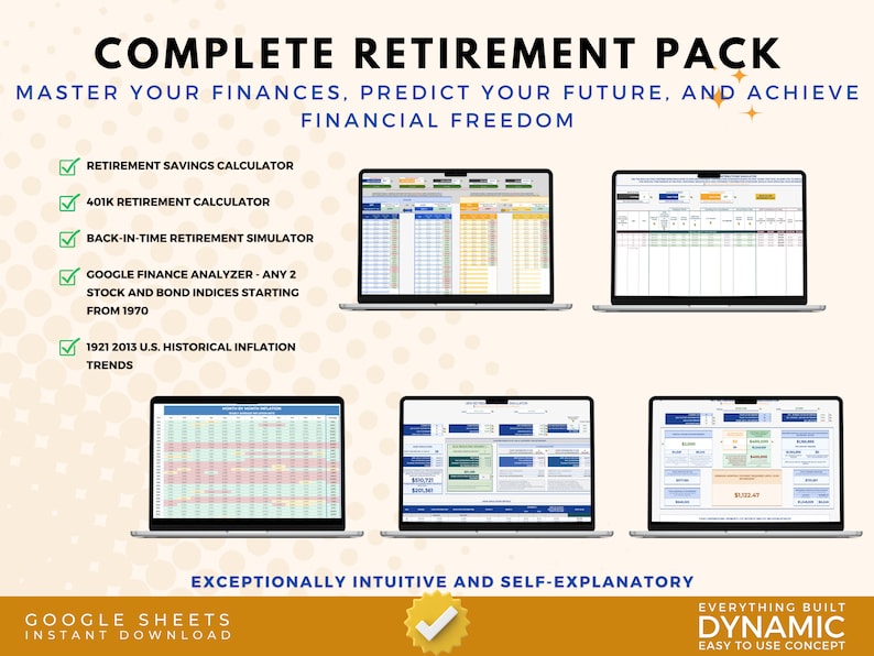 Retirement Digital Financial Planner Bundle, Easy to Use Google Sheets ...
