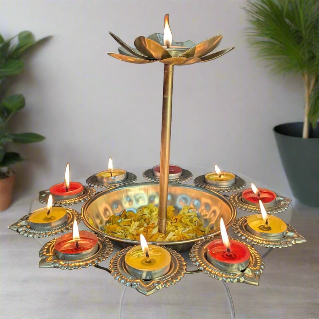 Diya Urli With Tea Light Holder,metallic,diwali Tea Light Holder ...