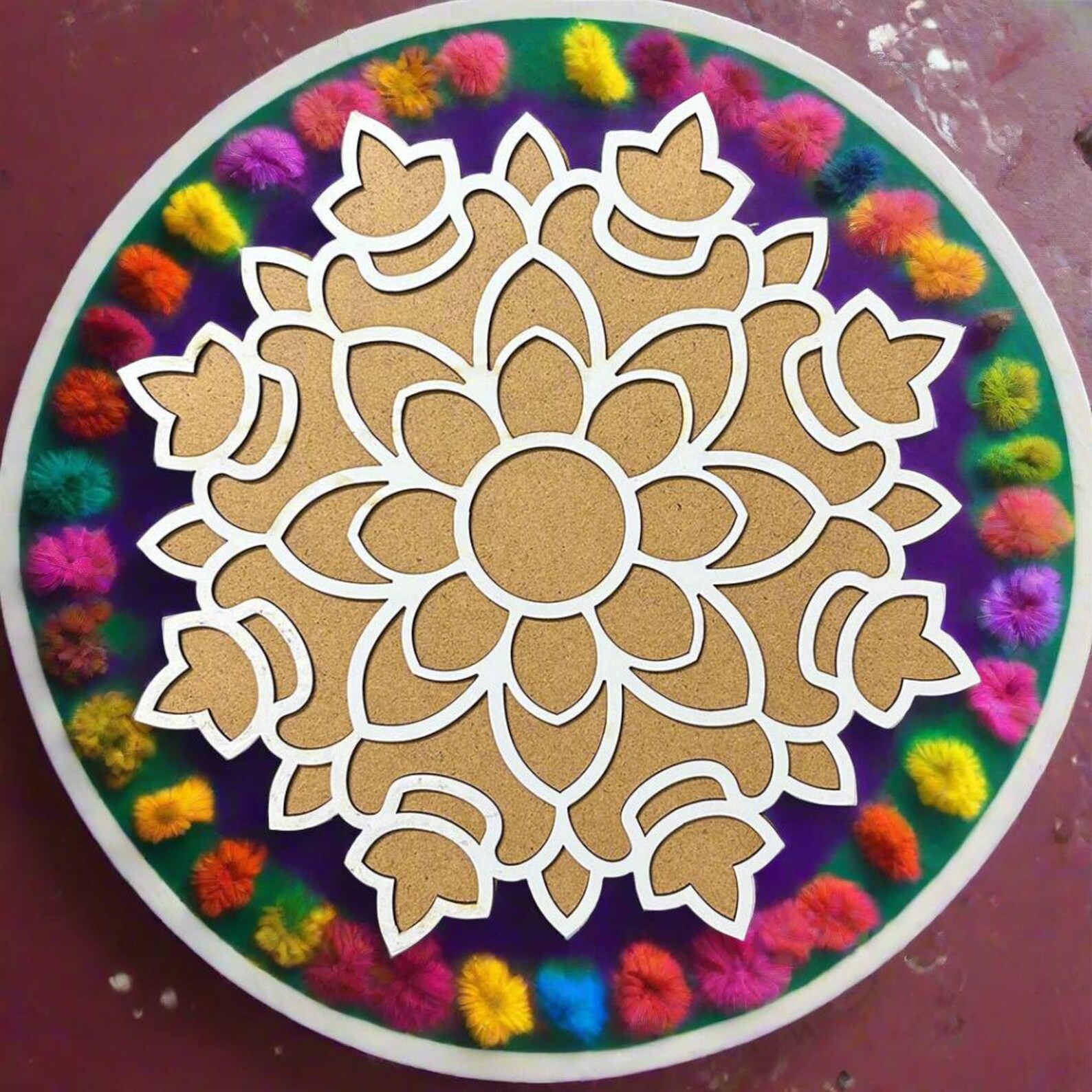 MDF Wooden Rangoli Board, 12-inch DIY Rangoli, Handmade Diwali Decor ...