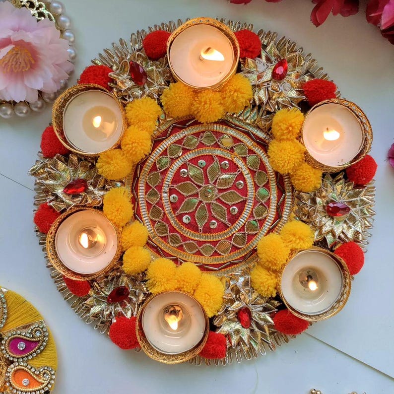 Handcrafted MDF Flower Rangoli | Ethnic Diwali Decor | T Light Holder ...