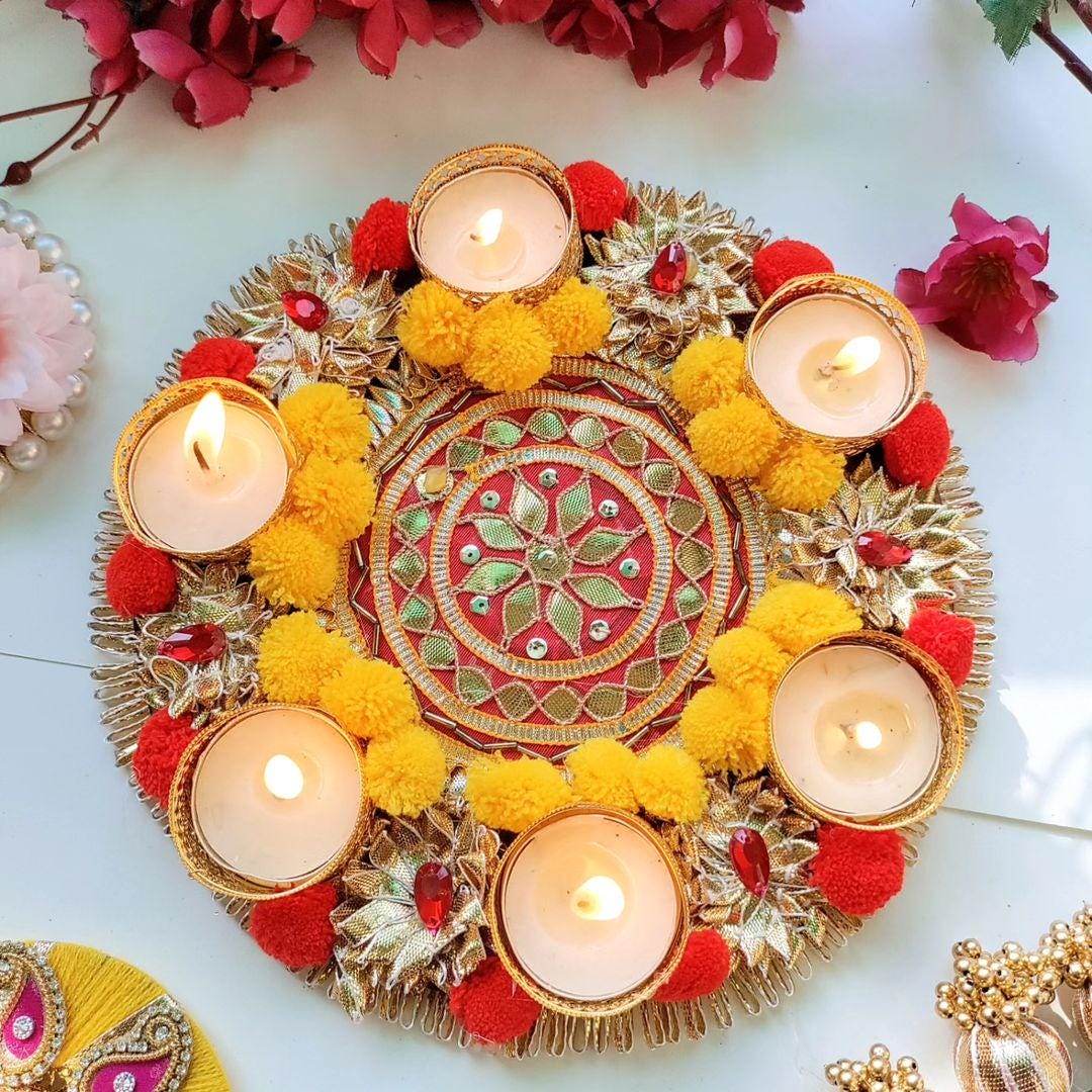 Handcrafted MDF Flower Rangoli | Ethnic Diwali Decor | T Light Holder ...