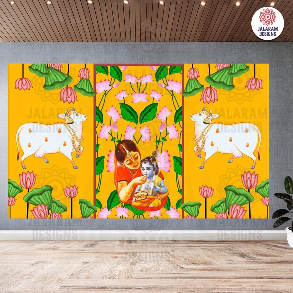Yashoda Maata With Lord Krishna Design Backdrop Cloth for Pooja ...