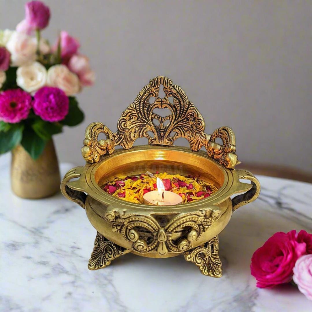 Decorative Brass Urli | Indian Diya Bowl for Festivals & Puja ...