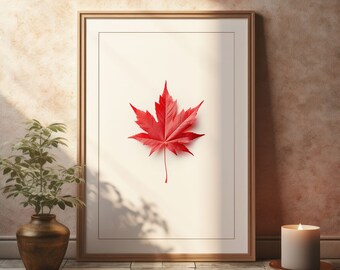 Single Oak Leaf Print Digital Download - Neutral Art Print - Botanical ...