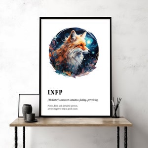 MBTI INFP Spirit Animal Fox Wall Art Psychology Collection Personality ...