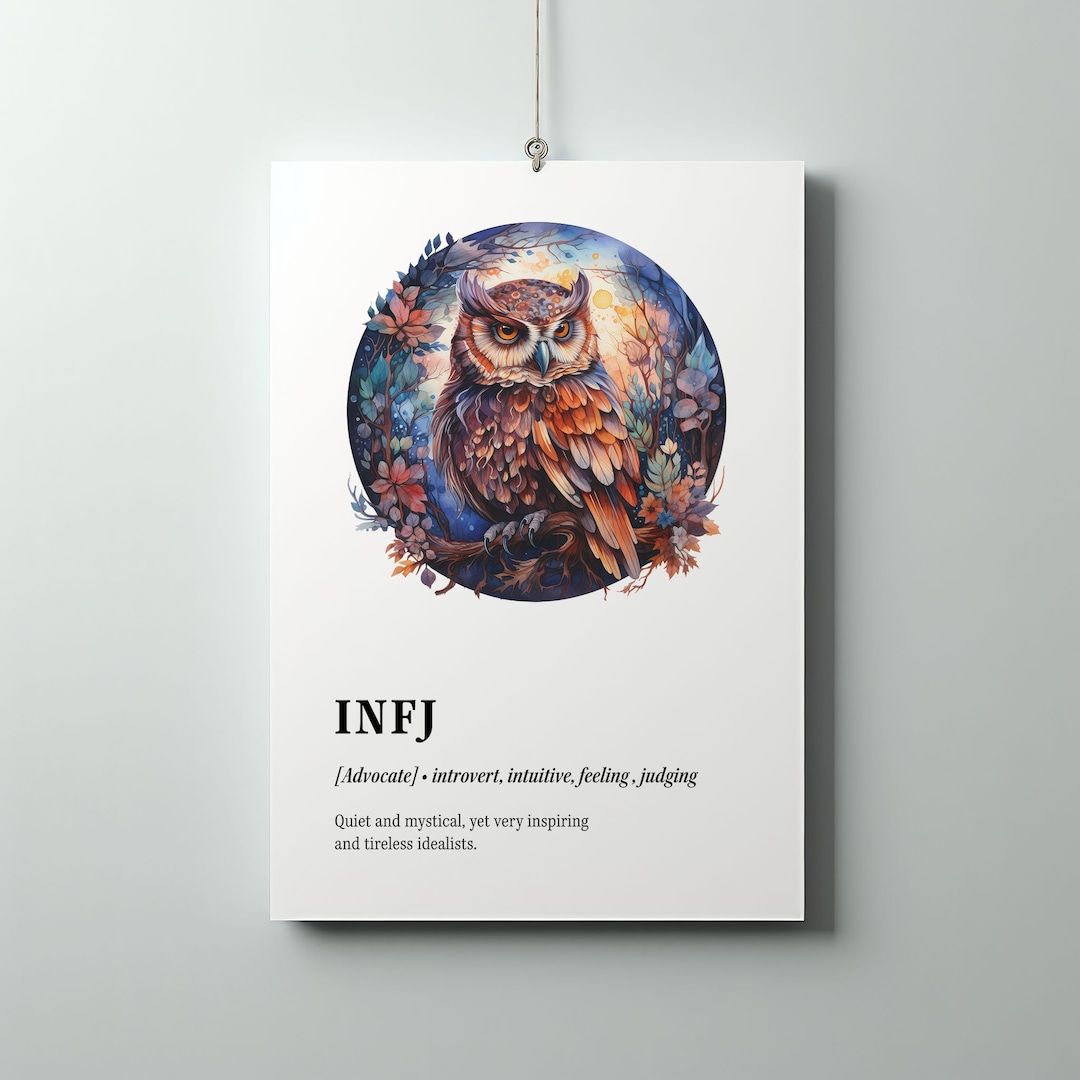 MBTI INFJ Spirit Animal Owl Wall Art Psychology Collection Personality ...
