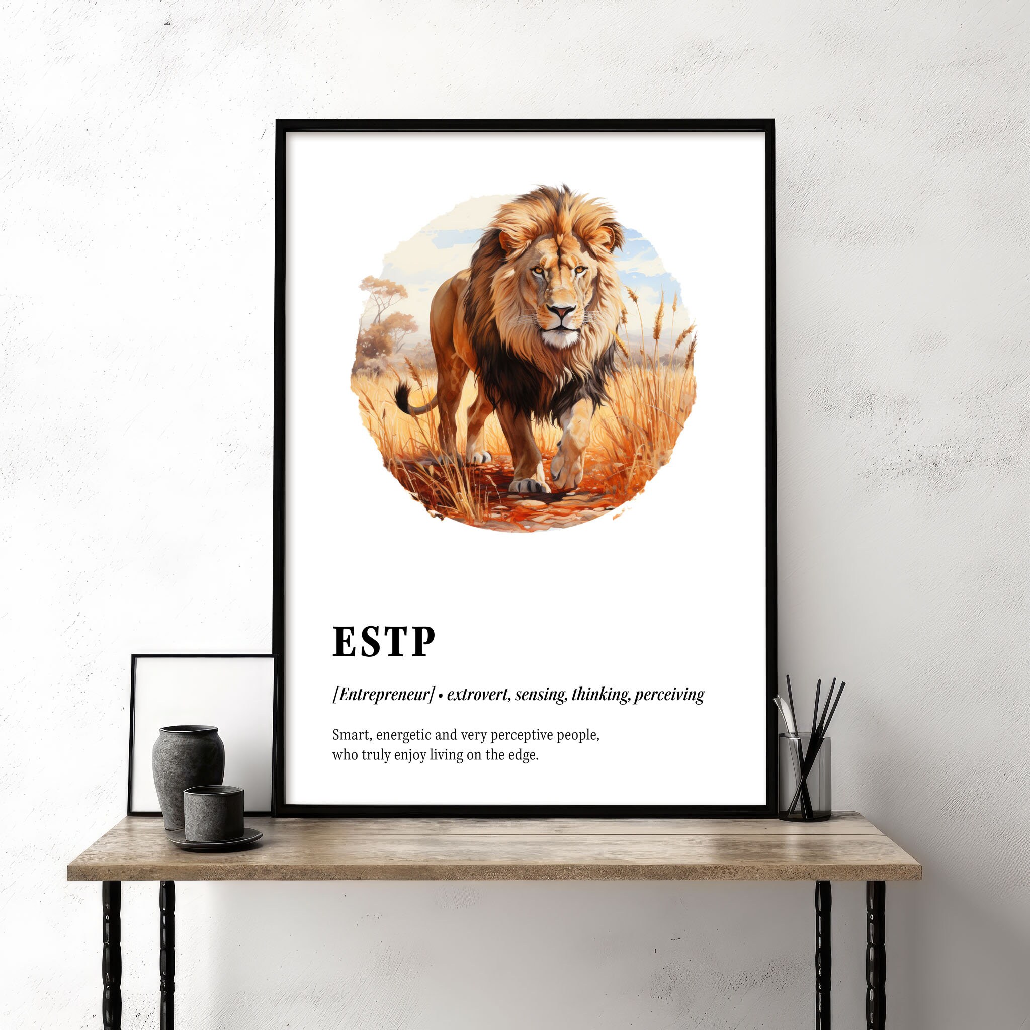 MBTI ESTP Spirit Animal Lion Wall Art Psychology Collection Personality ...