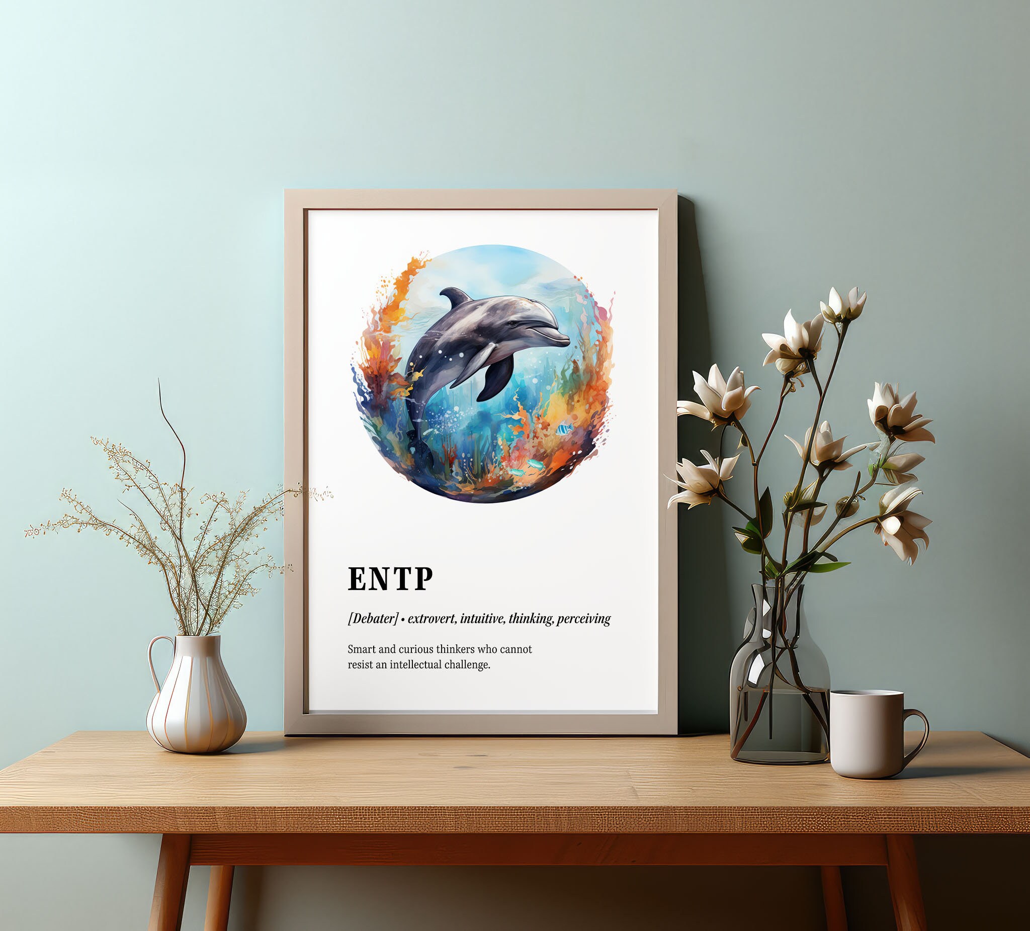 MBTI ENTP Spirit Animal Dolphin Wall Art Psychology Collection - Etsy