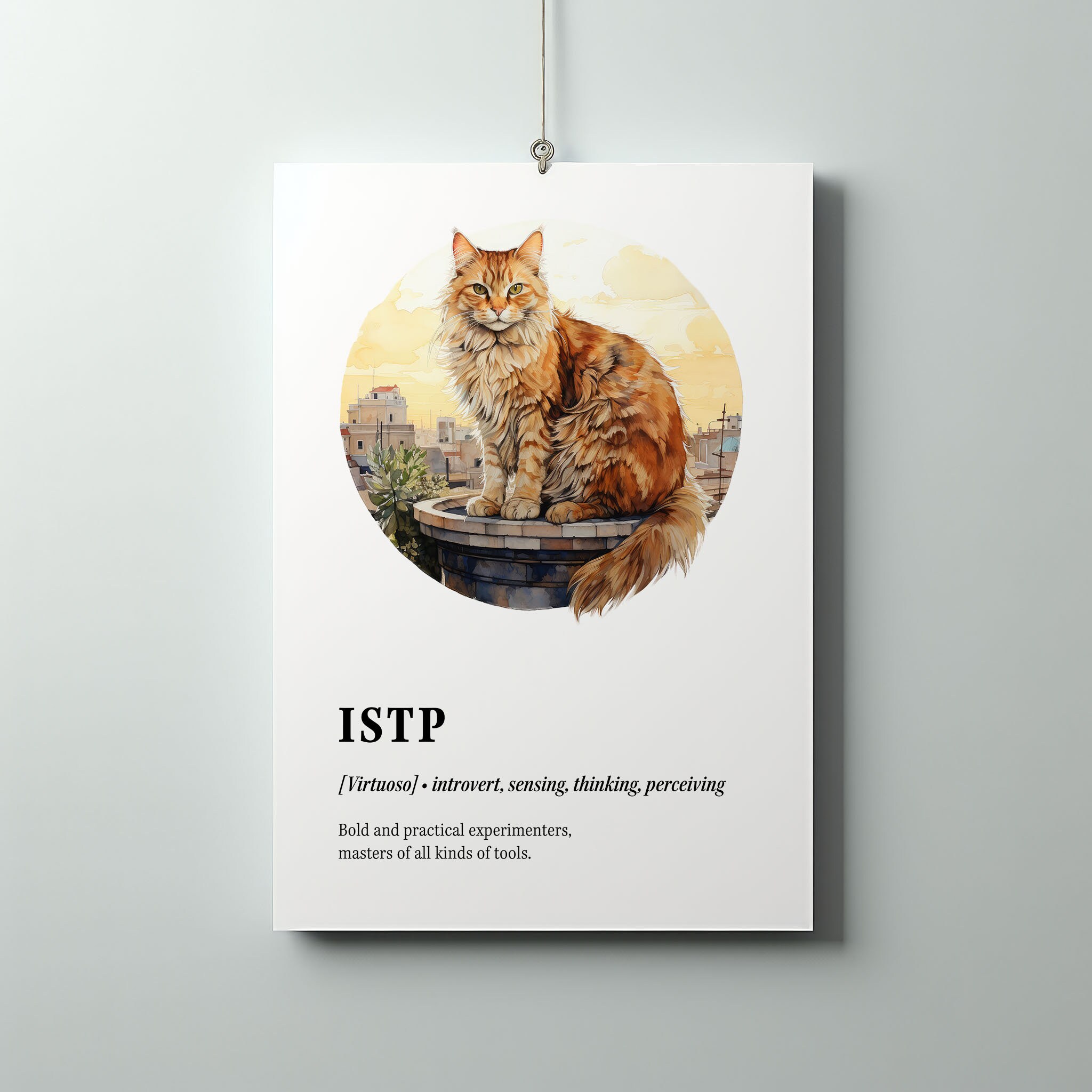 MBTI ISTP Spirit Animal Cat Wall Art Psychology Collection Personality ...