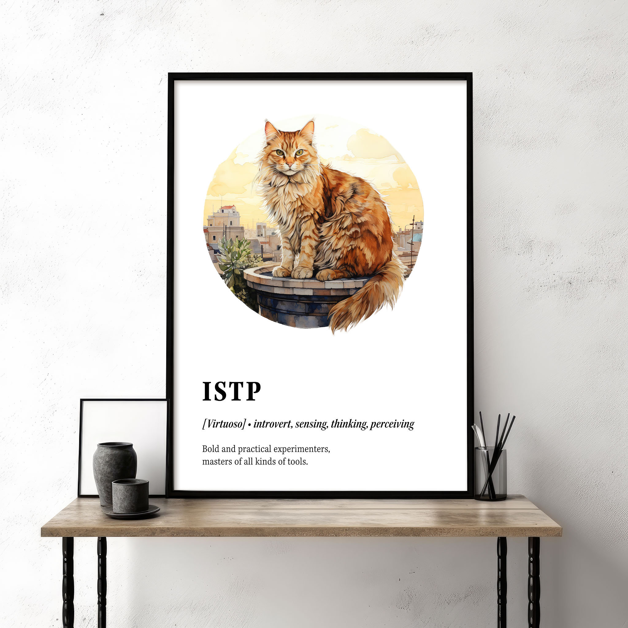 MBTI ISTP Spirit Animal Cat Wall Art Psychology Collection Personality ...