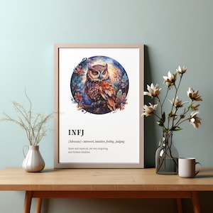MBTI INFJ Spirit Animal Owl Wall Art Psychology Collection Personality ...