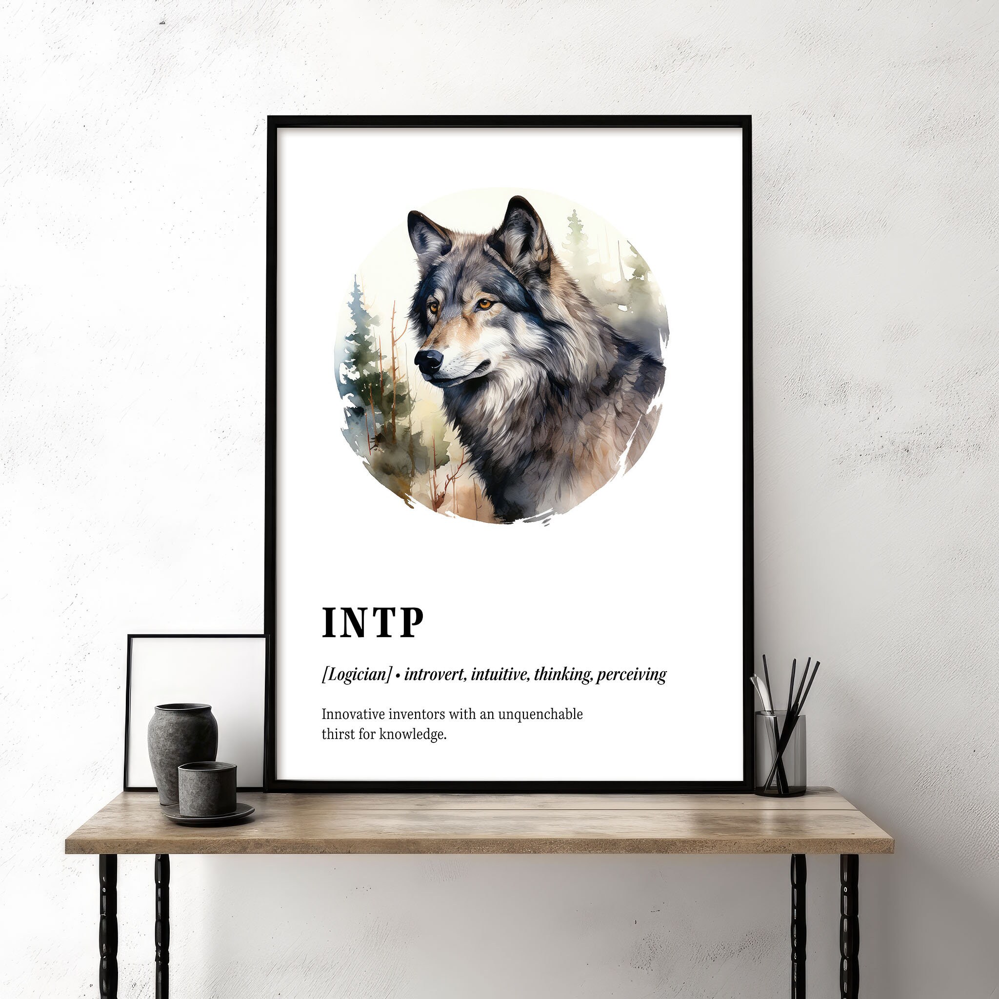 MBTI INTP Spirit Animal Wolf Wall Art Psychology Collection Personality ...