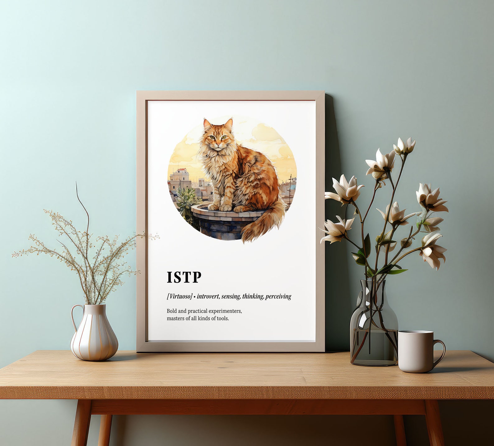 MBTI ISTP Spirit Animal Cat Wall Art Psychology Collection Personality ...