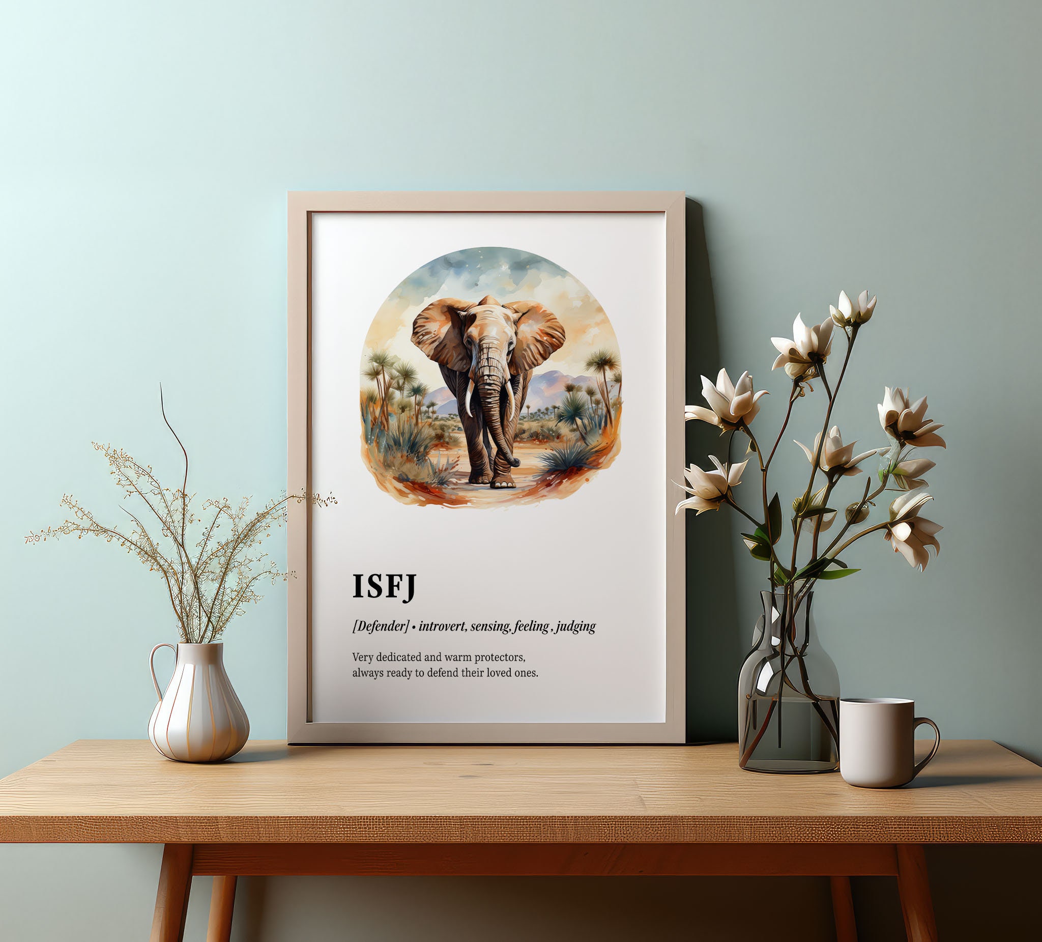 MBTI ISFJ Spirit Animal Elephant Wall Art Psychology Collection ...