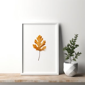 Single Oak Leaf Print Digital Download - Neutral Art Print - Botanical ...