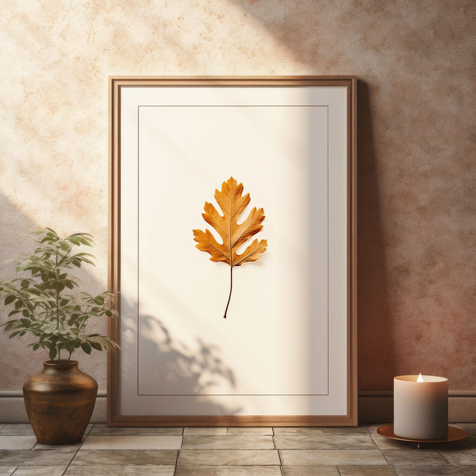 Single Oak Leaf Print Digital Download - Neutral Art Print - Botanical ...