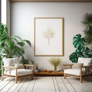 White Leaf Print Digital Download - Neutral Art Print - Botanical ...