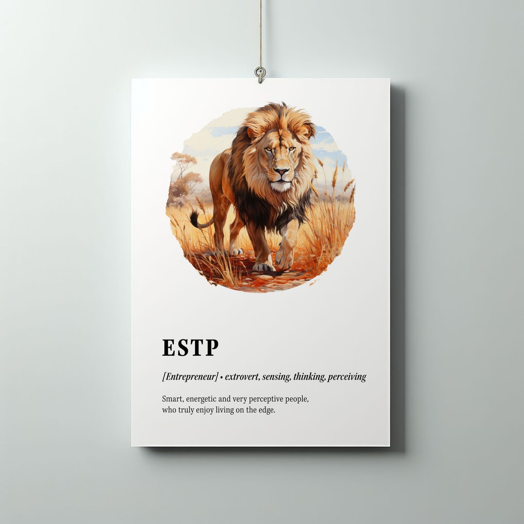 MBTI ESTP Spirit Animal Lion Wall Art Psychology Collection Personality Decor Print Gift Instant ...