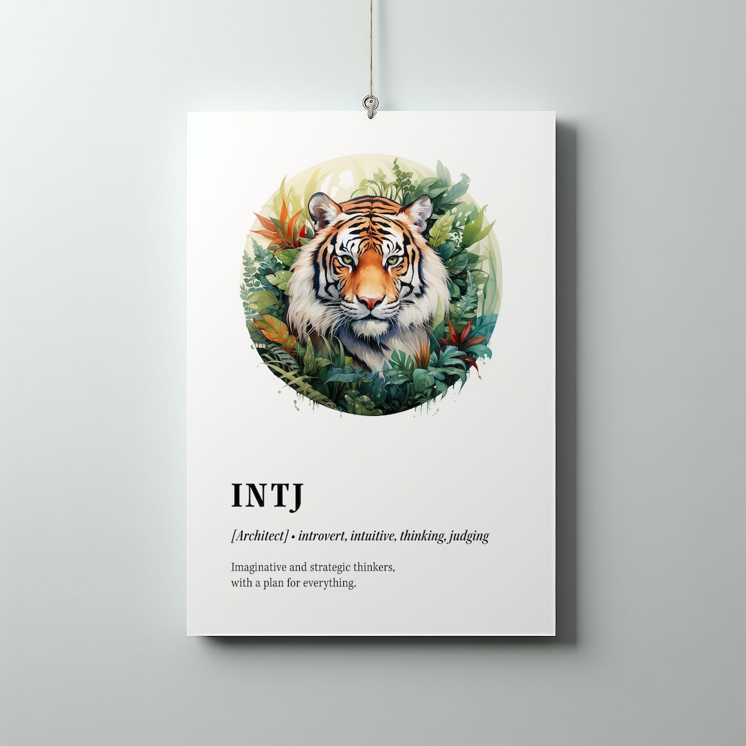 MBTI INTJ Spirit Animal Tiger Wall Art Psychology Collection ...