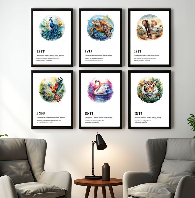MBTI ESTP Spirit Animal Lion Wall Art Psychology Collection Personality ...