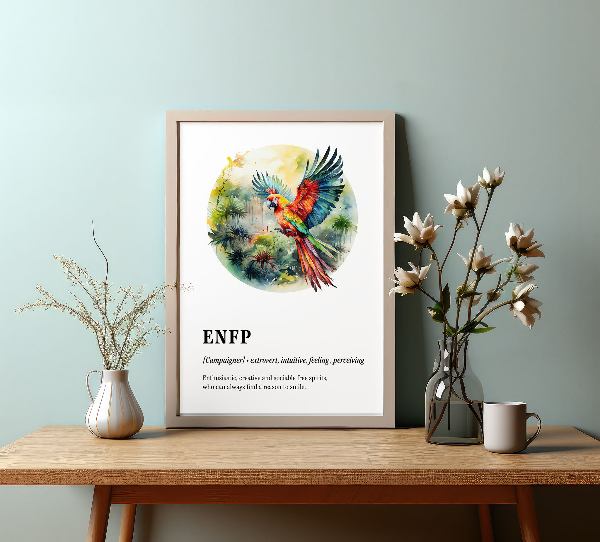 MBTI ENFP Spirit Animal Parrot Wall Art Psychology Collection - Etsy