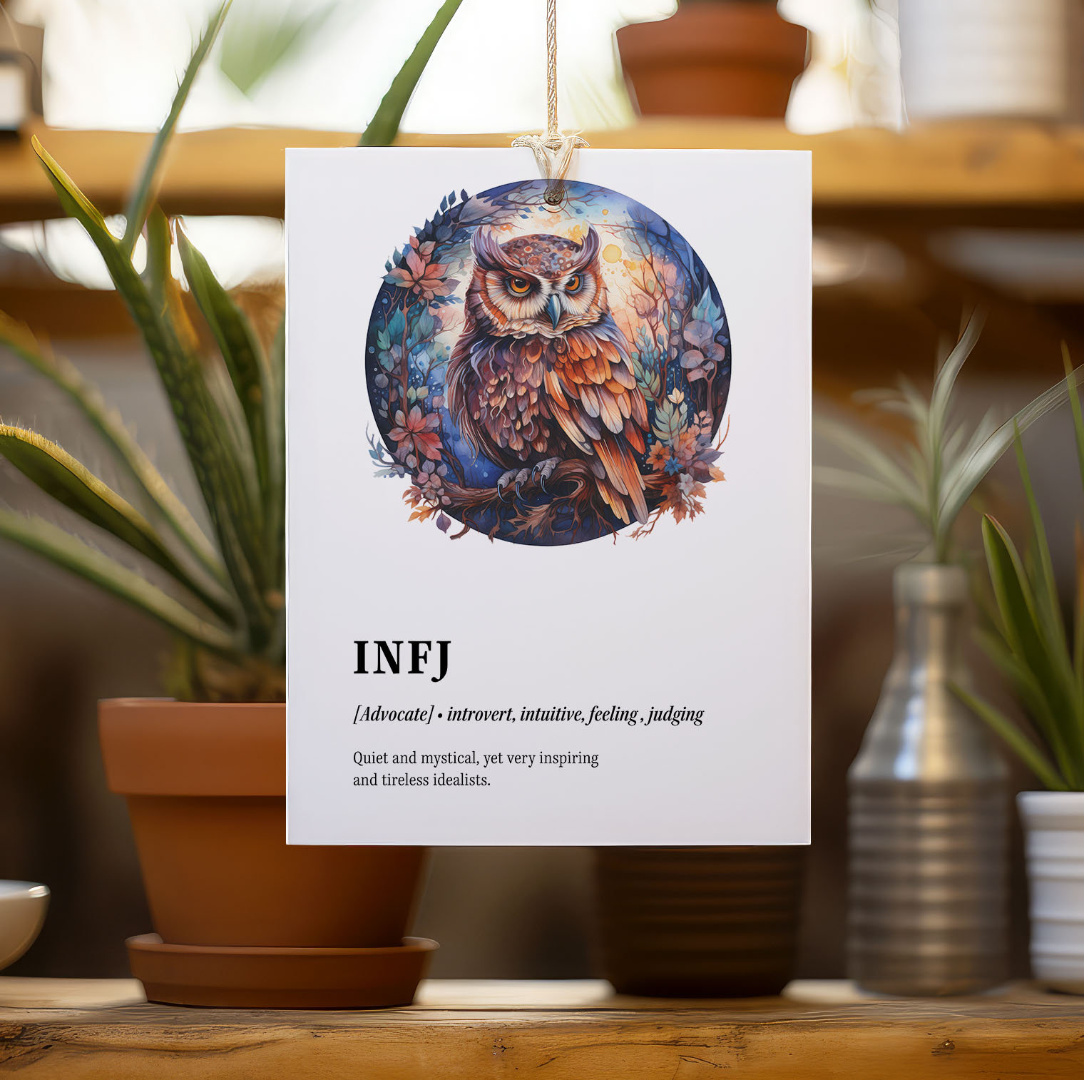 MBTI INFJ Spirit Animal Owl Wall Art Psychology Collection Personality ...