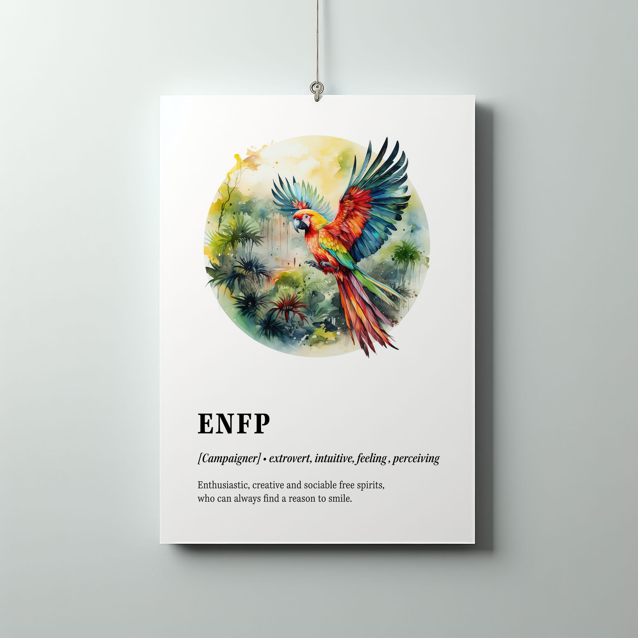 MBTI ENFP Spirit Animal Parrot Wall Art Psychology Collection - Etsy