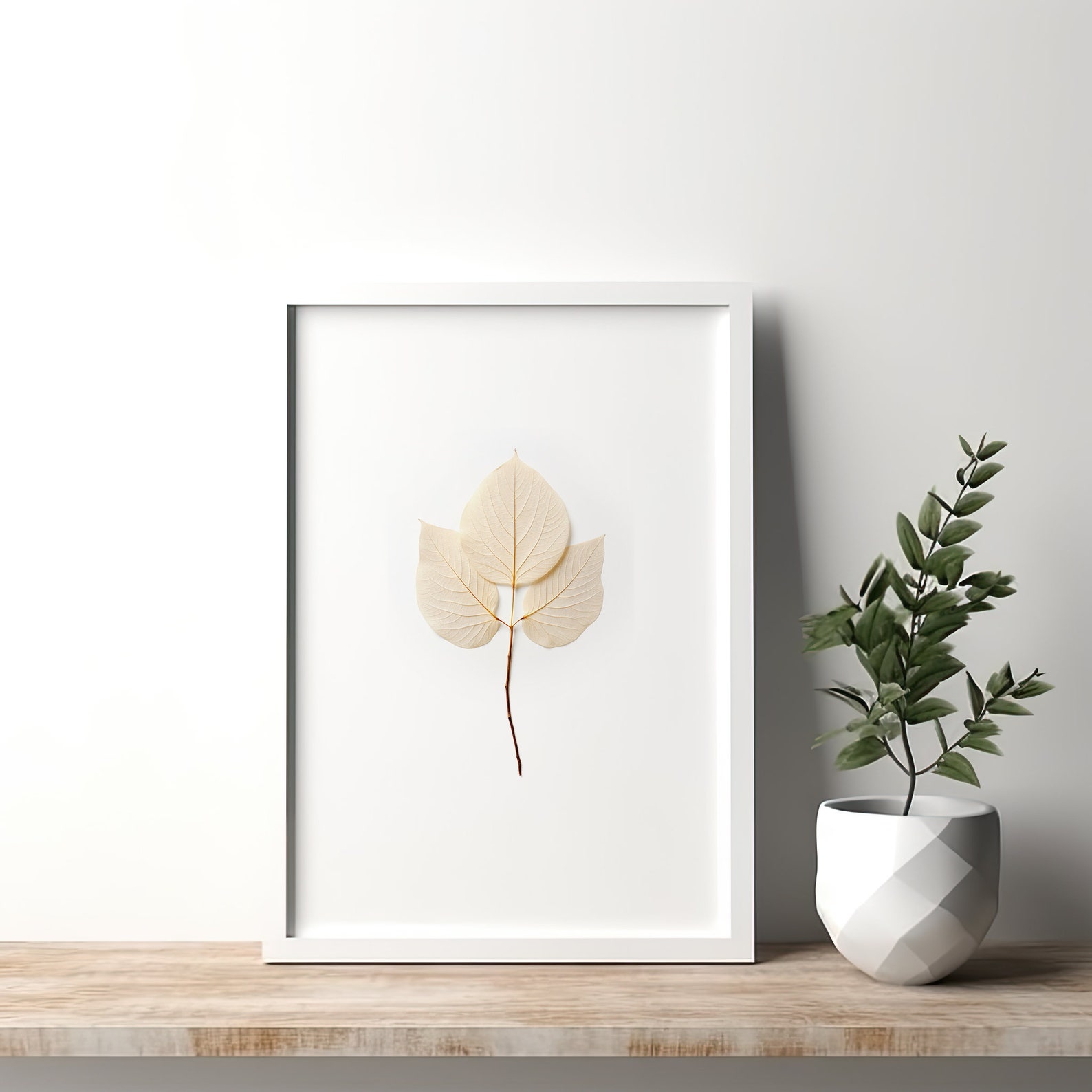 White Leaf Print Digital Download - Neutral Art Print - Botanical ...