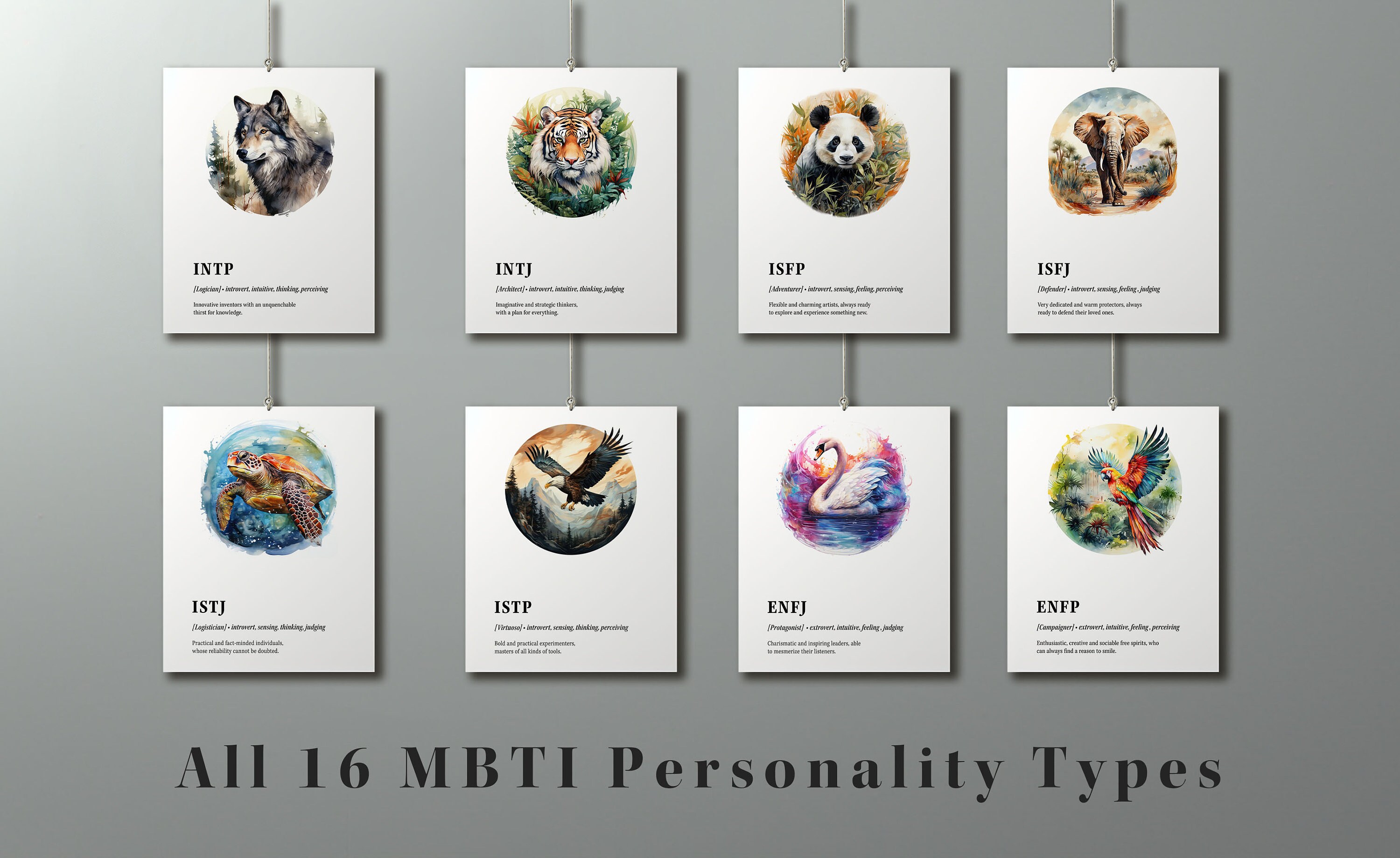 MBTI INFJ Spirit Animal Owl Wall Art Psychology Collection Personality ...