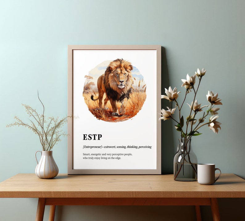 MBTI ESTP Spirit Animal Lion Wall Art Psychology Collection Personality ...