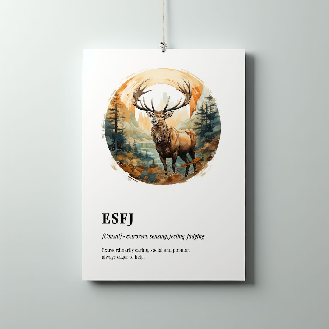 MBTI ENFJ Spirit Animal Elk Wall Art Psychology Collection Personality ...