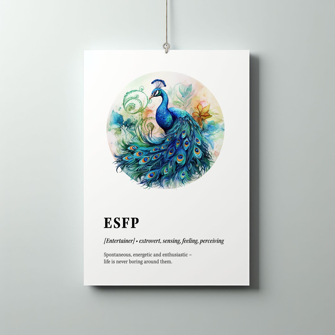 MBTI ESFP Spirit Animal Peacock Wall Art Psychology Collection Decor ...