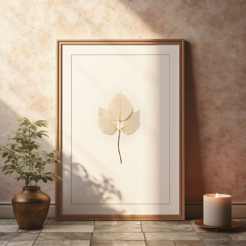 White Leaf Print Digital Download - Neutral Art Print - Botanical ...