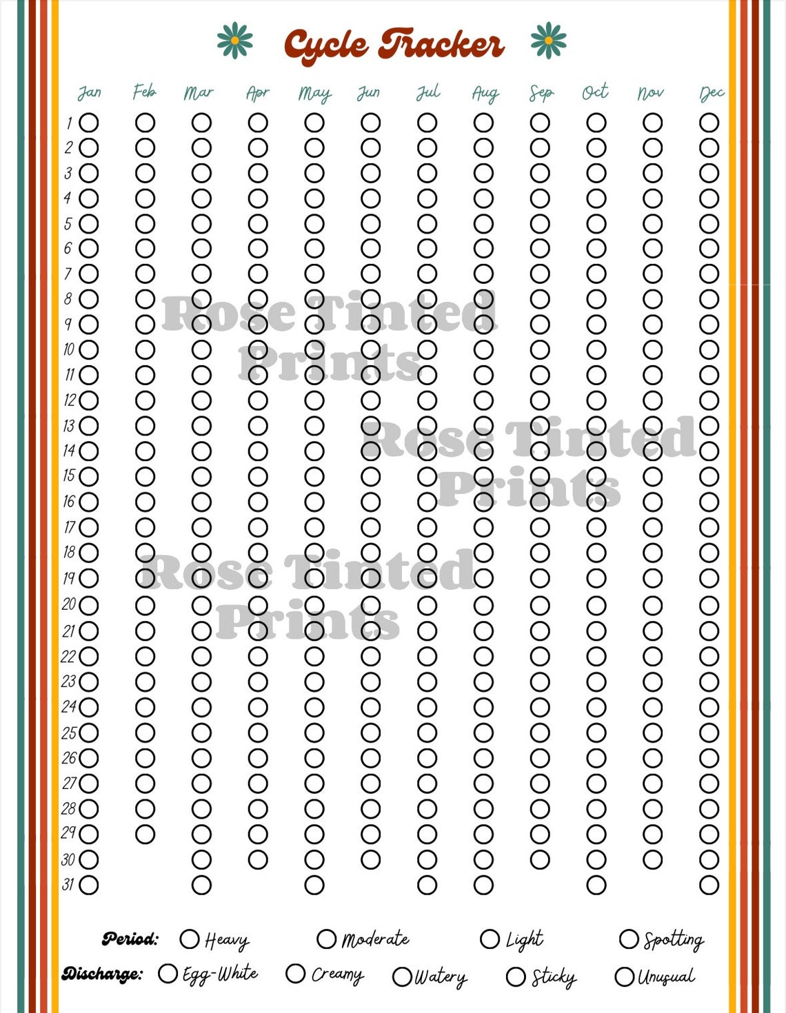 Fertility & Cycle Tracker - Printable!!! Period Planner, Period Tracker ...