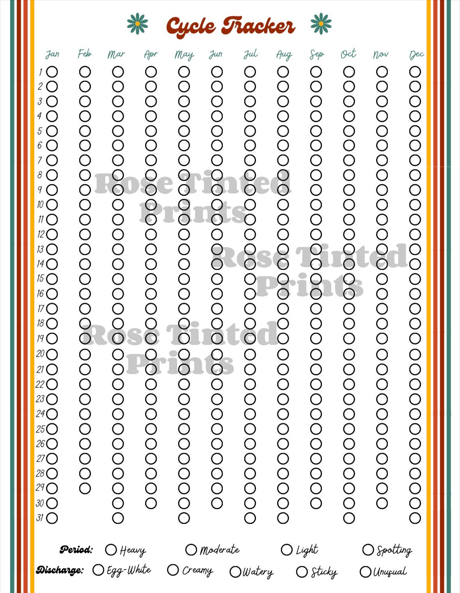 Fertility & Cycle Tracker - Printable!!! Period Planner, Period Tracker ...