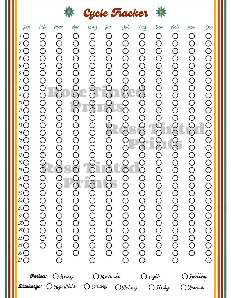 Fertility & Cycle Tracker - Printable!!! Period Planner, Period Tracker ...